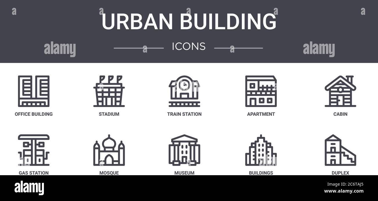 urban building concept line icons set. contains icons usable for web ...