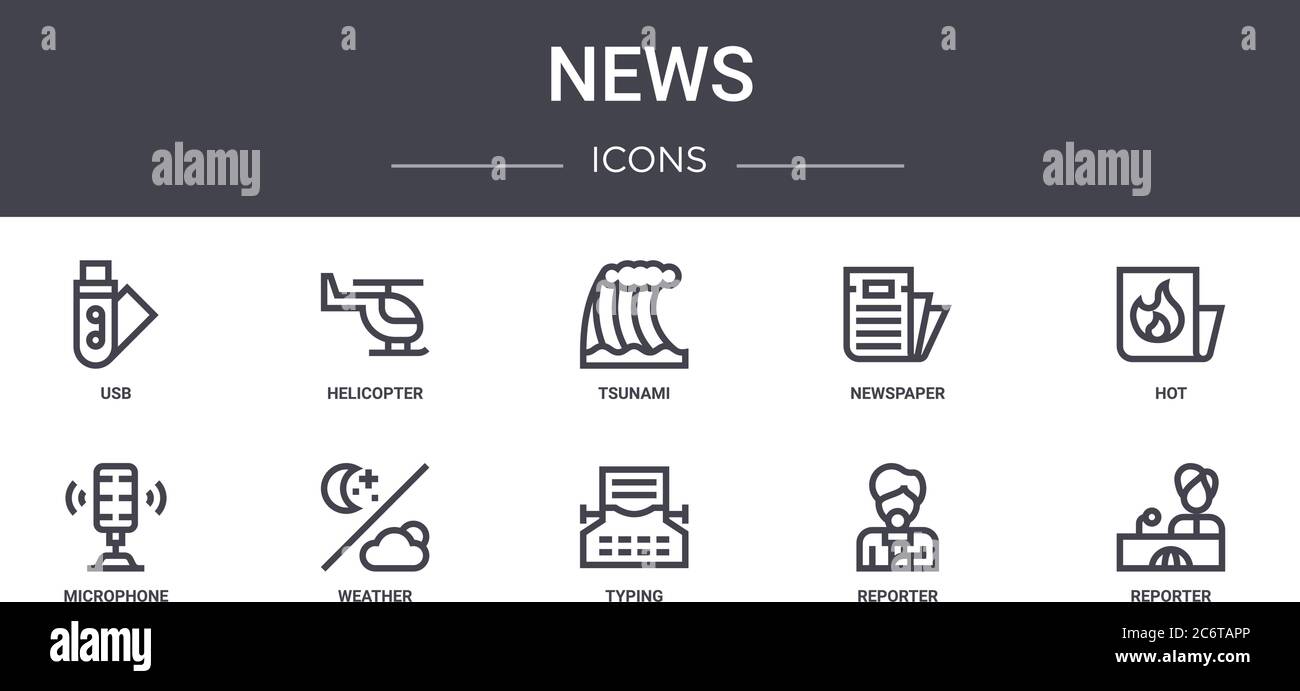 news concept line icons set. contains icons usable for web, logo, ui/ux ...
