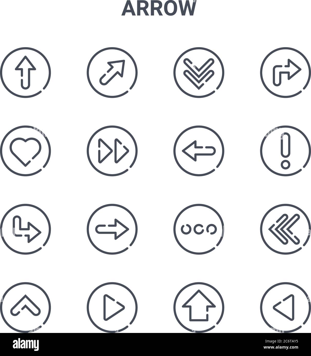 set of 16 arrow concept vector line icons. 64x64 thin stroke icons such ...