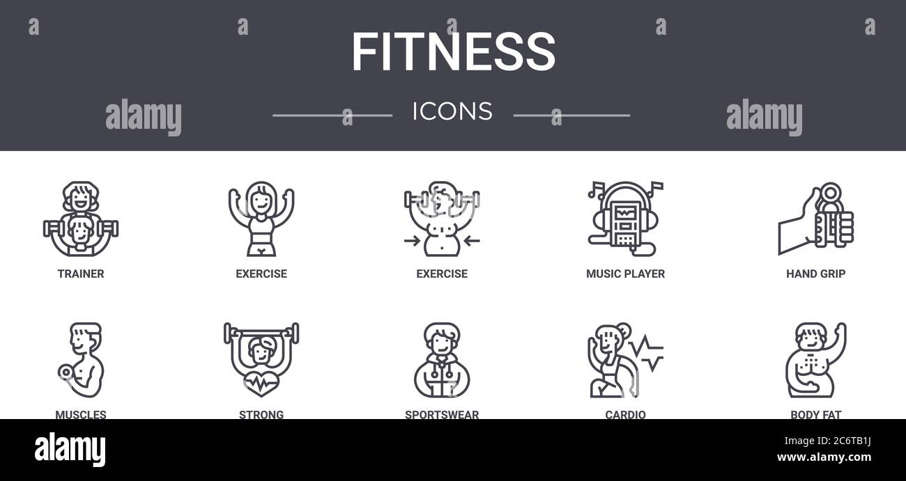 fitness concept line icons set. contains icons usable for web, logo, ui ...