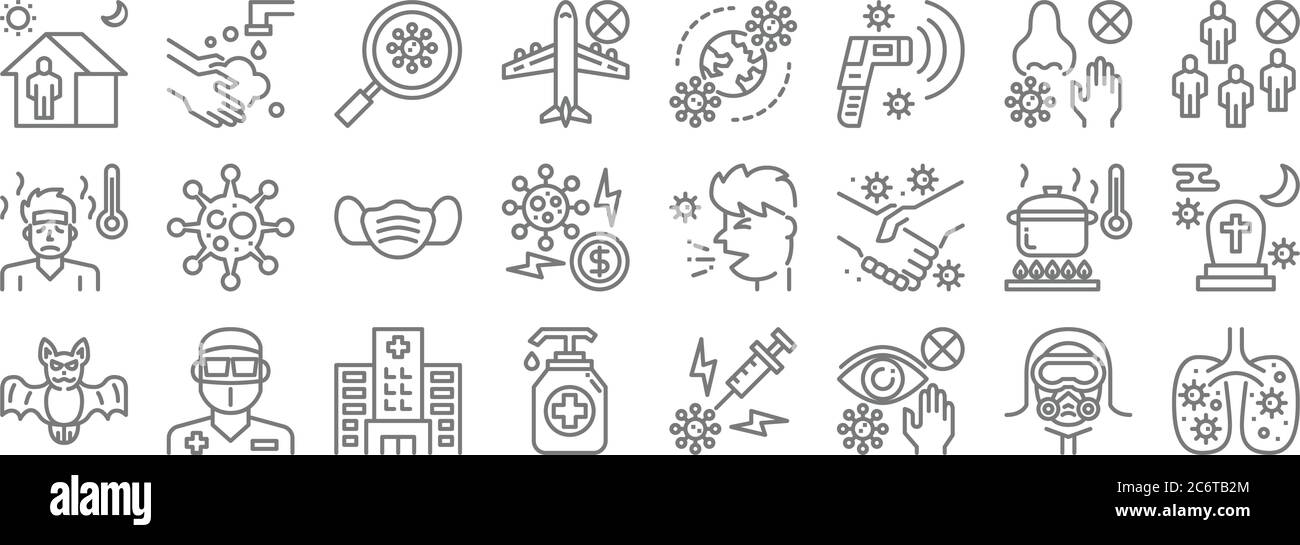 coronavirus line icons. linear set. quality vector line set such as ...
