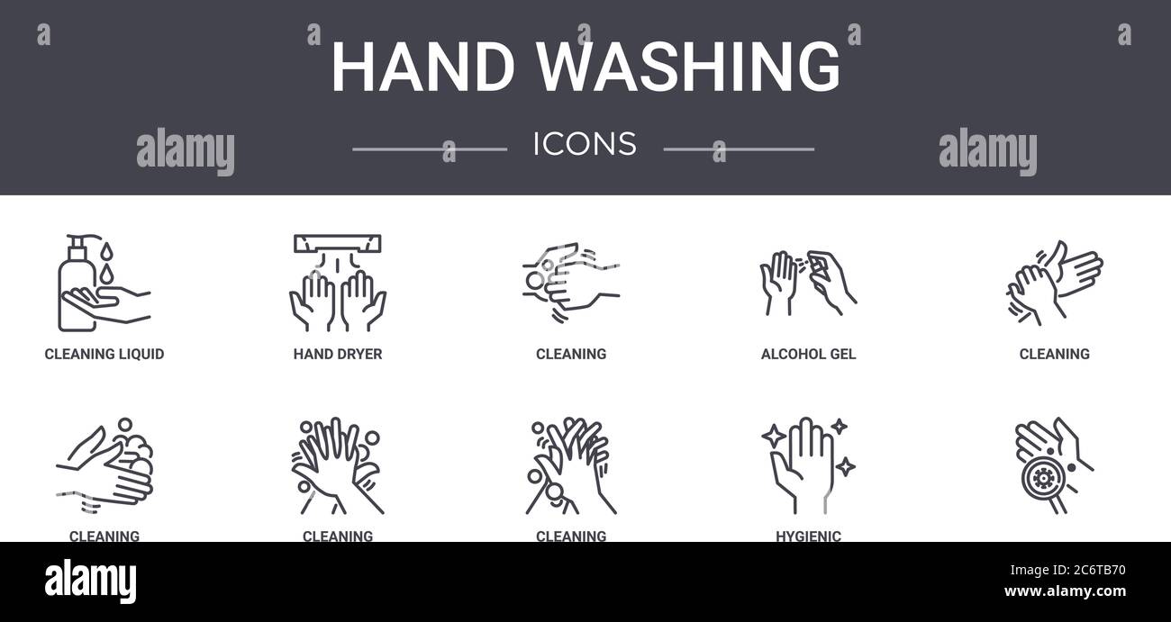 hand washing concept line icons set. contains icons usable for web ...