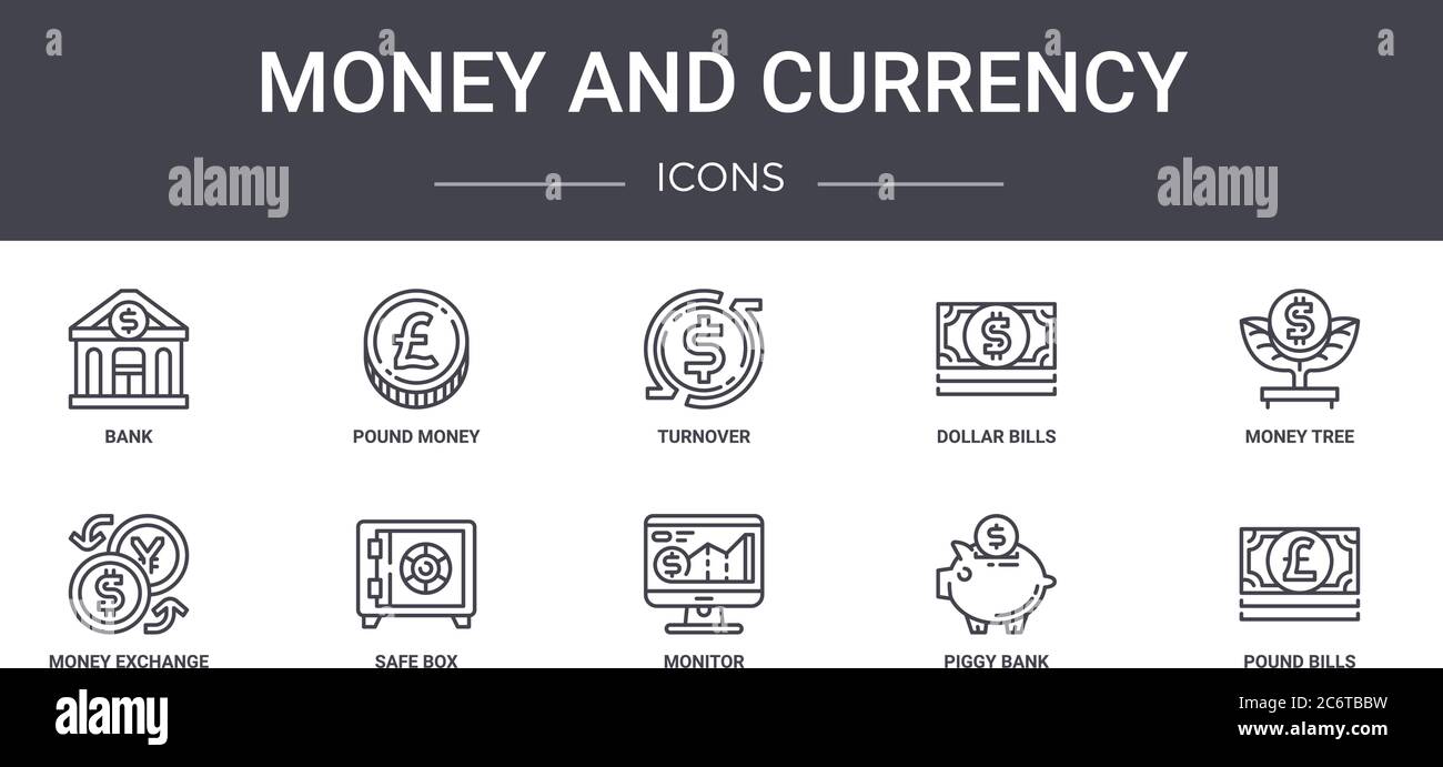 money and currency concept line icons set. contains icons usable for ...
