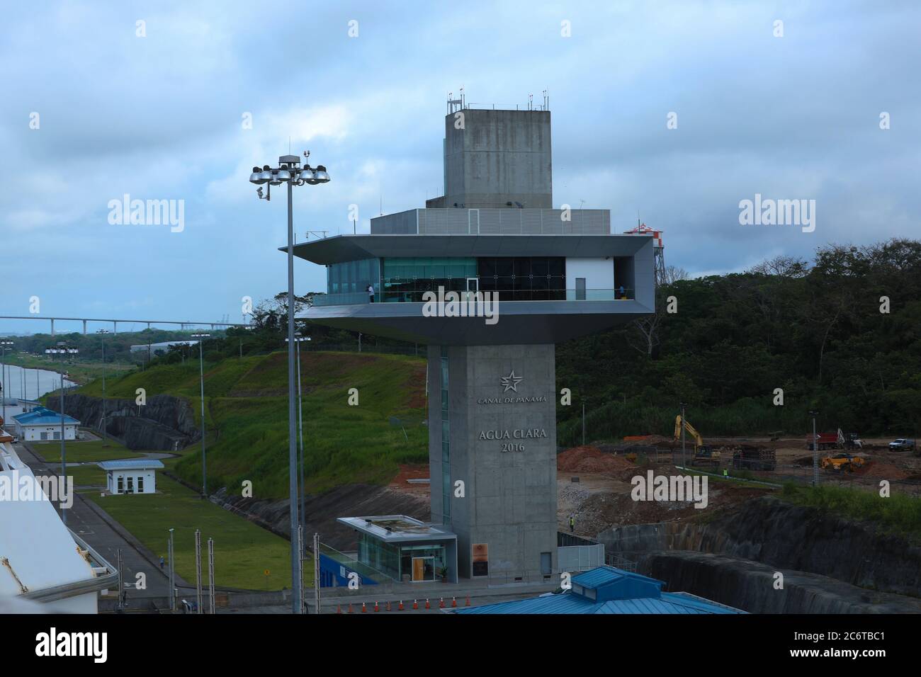 Panama Canal Control House at Gatun Locks Stock Photo - Alamy