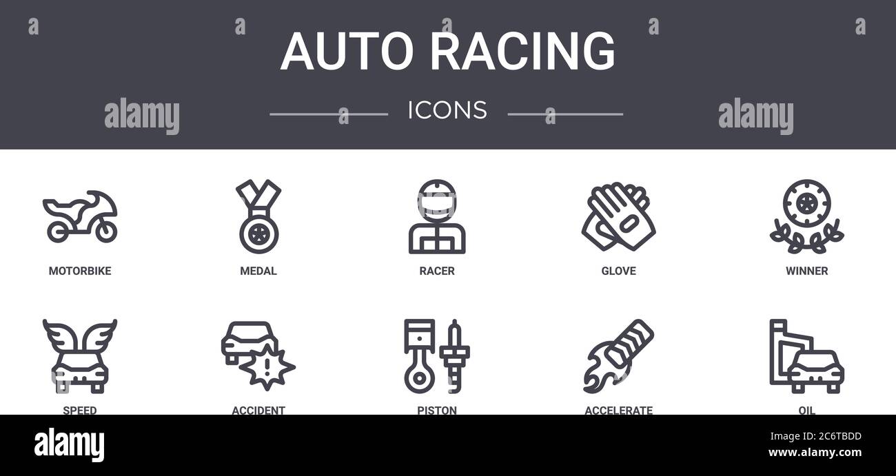 auto racing concept line icons set. contains icons usable for web, logo ...