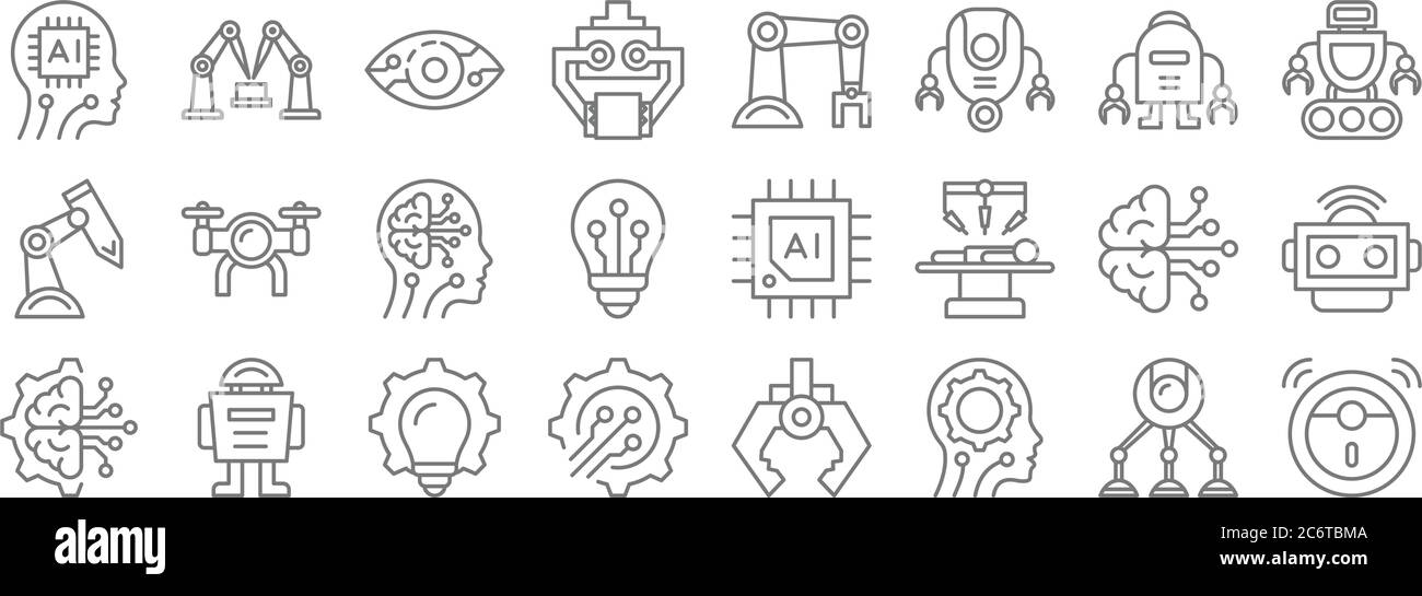 robotics line icons. linear set. quality vector line set such as robot vacuum cleaner ...