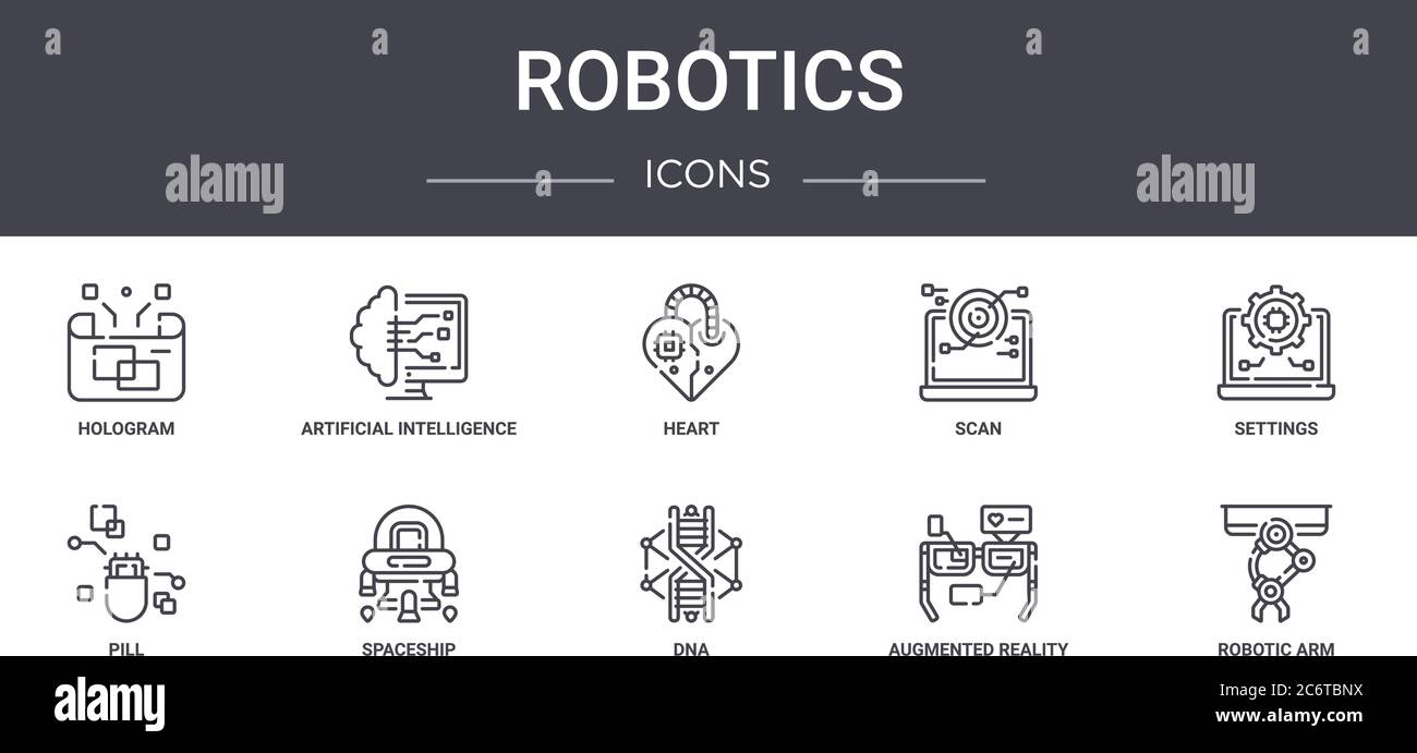 robotics concept line icons set. contains icons usable for web, logo ...