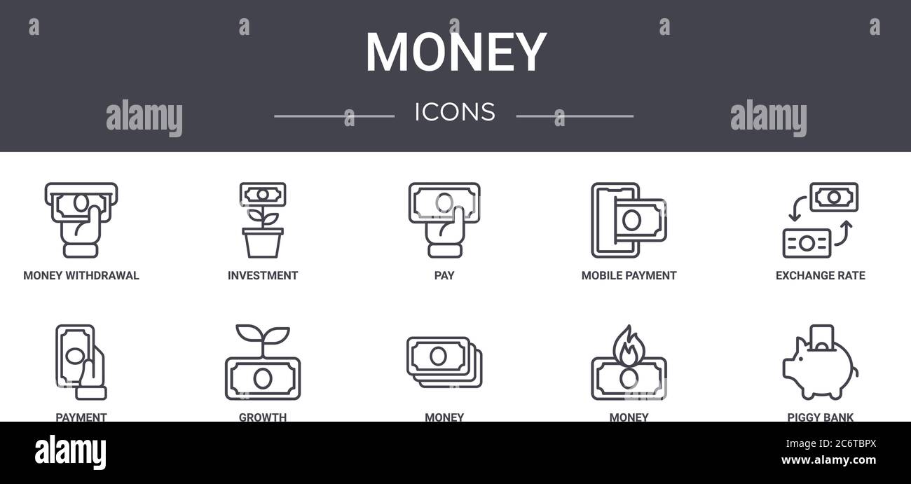 money concept line icons set. contains icons usable for web, logo, ui ...