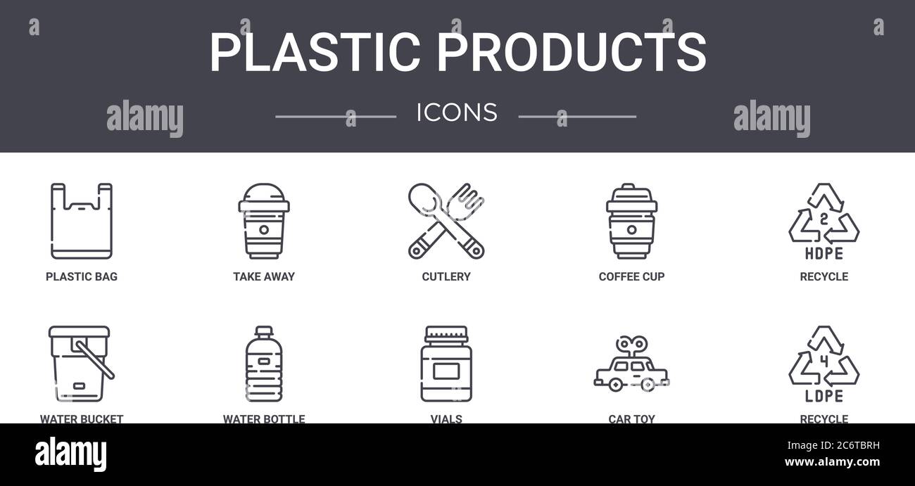 plastic products concept line icons set. contains icons usable for web ...