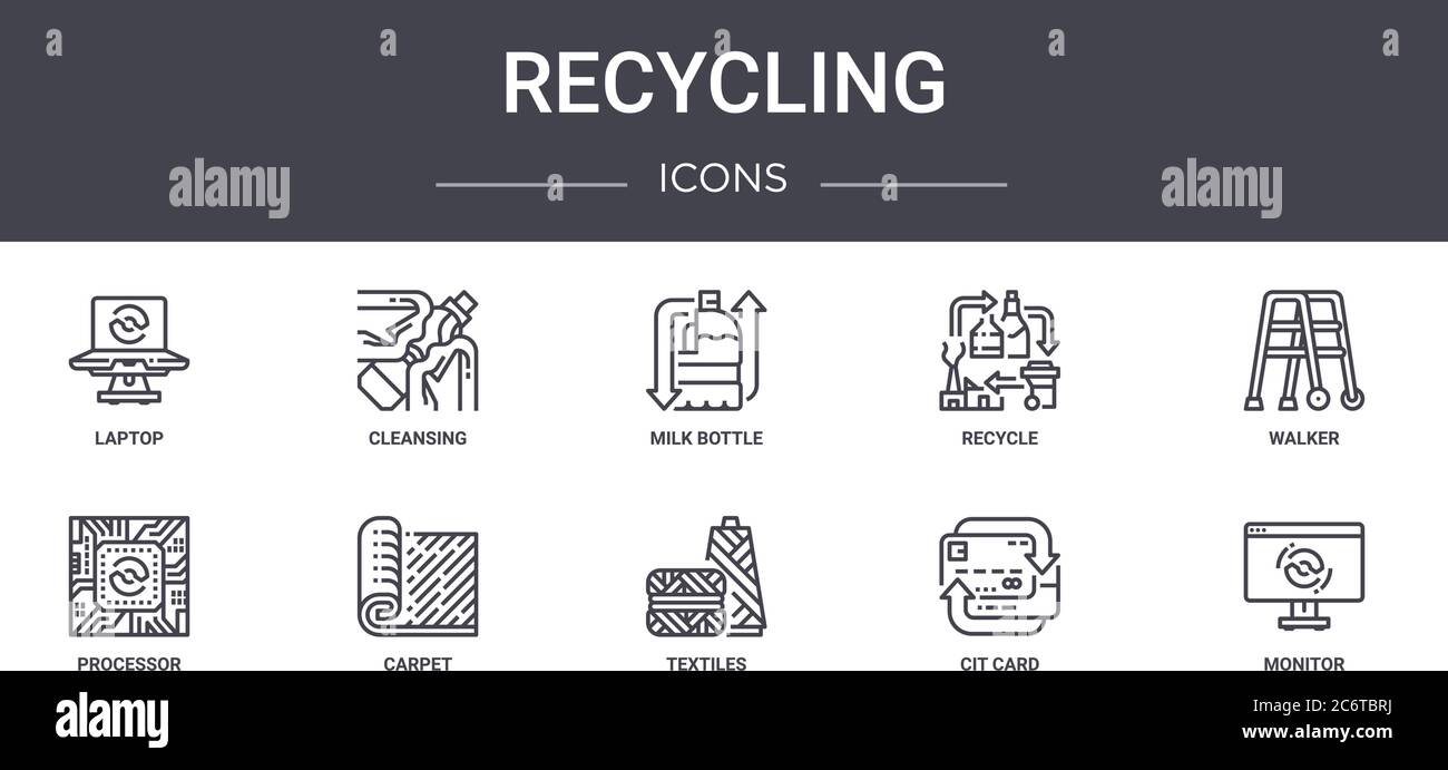 recycling concept line icons set. contains icons usable for web, logo ...