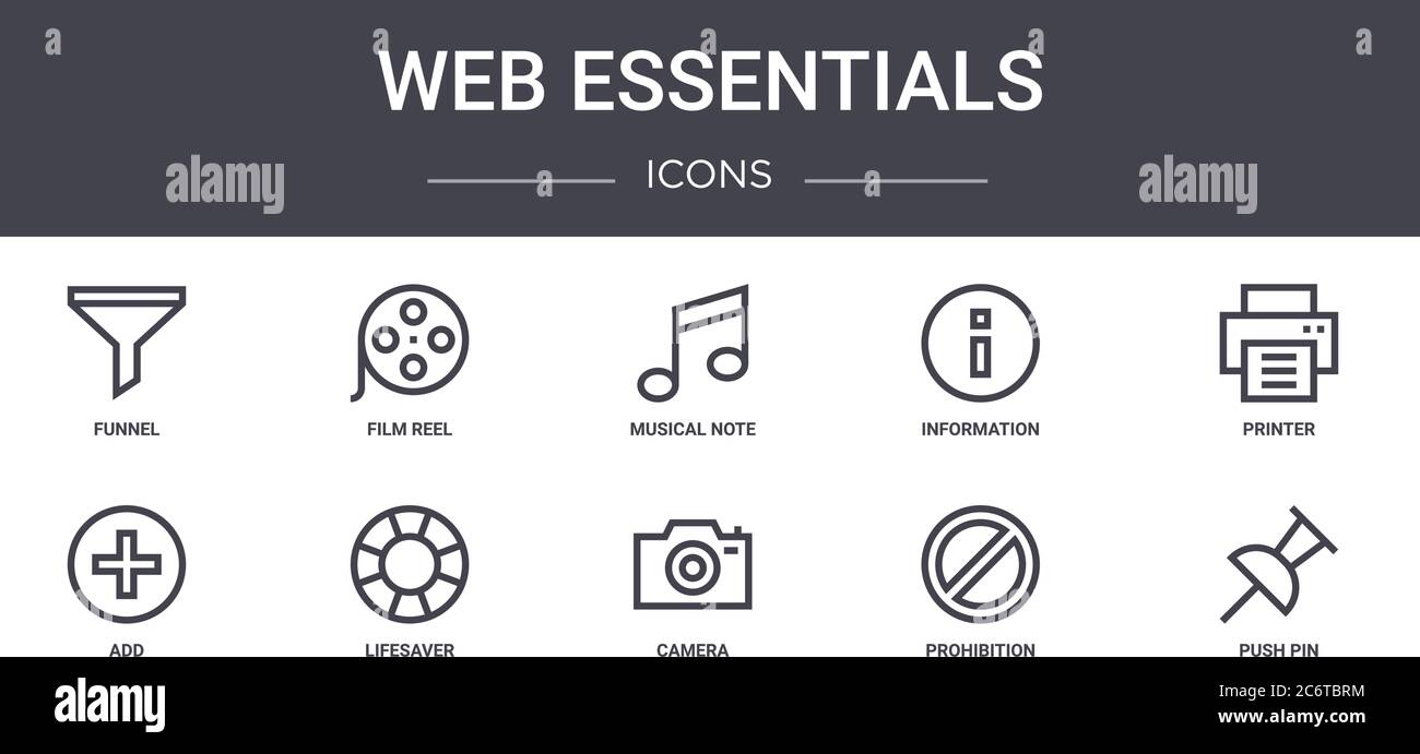 web essentials concept line icons set. contains icons usable for web ...