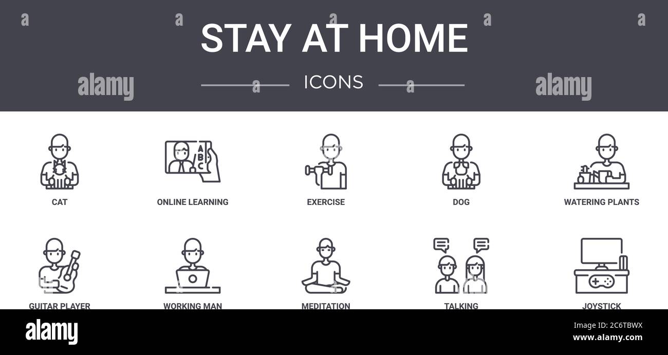 stay at home concept line icons set. contains icons usable for web ...