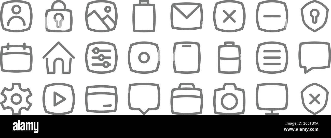 basic ui line icons. linear set. quality vector line set such as shield, camera, chat, setting ...