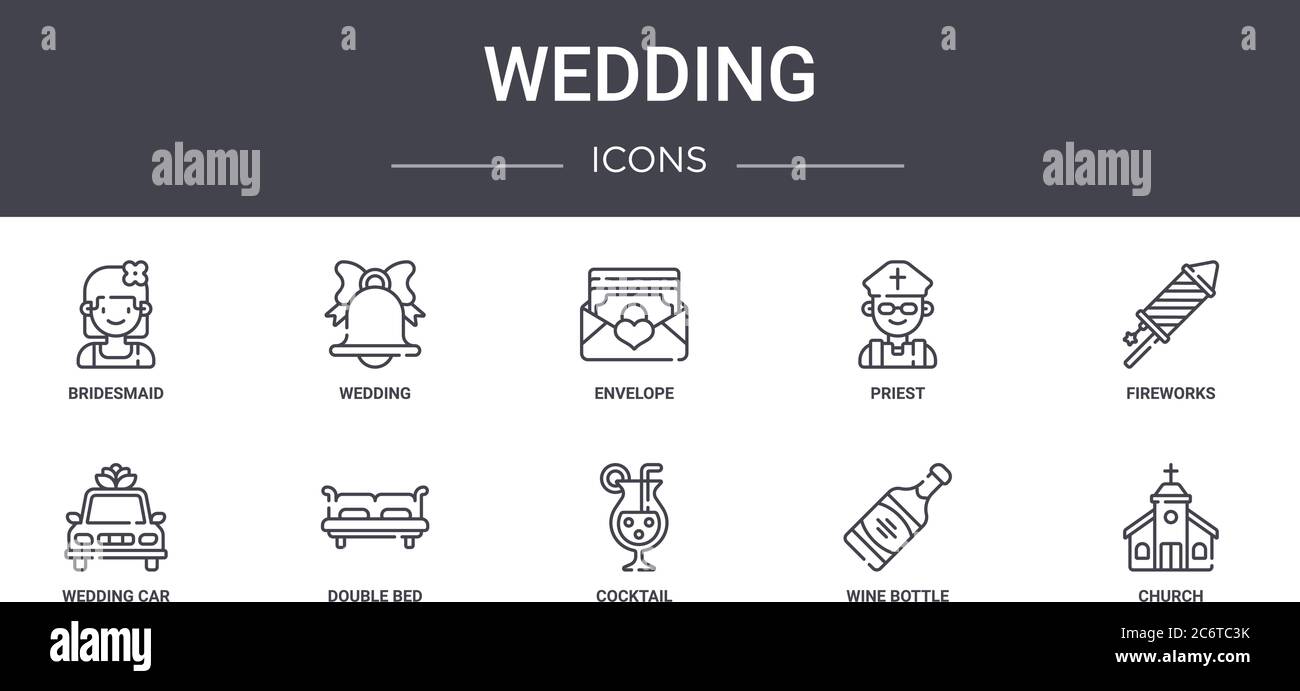 wedding concept line icons set. contains icons usable for web, logo, ui ...