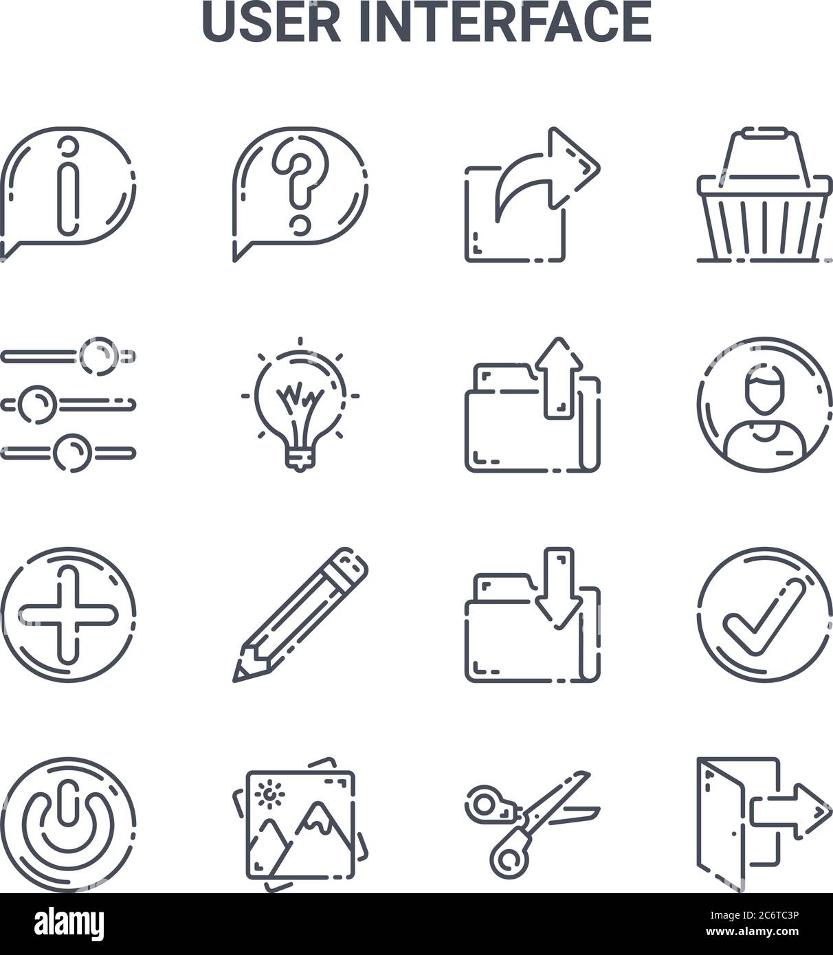 set of 16 user interface concept vector line icons. 64x64 thin stroke ...