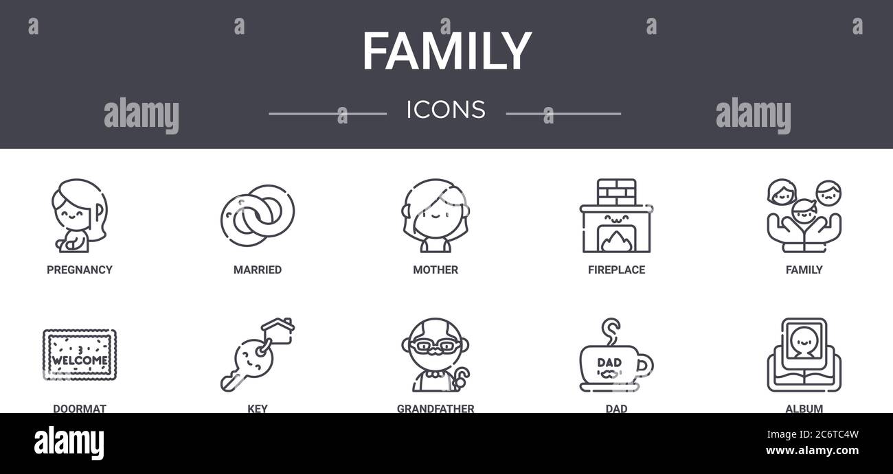 family concept line icons set. contains icons usable for web, logo, ui ...