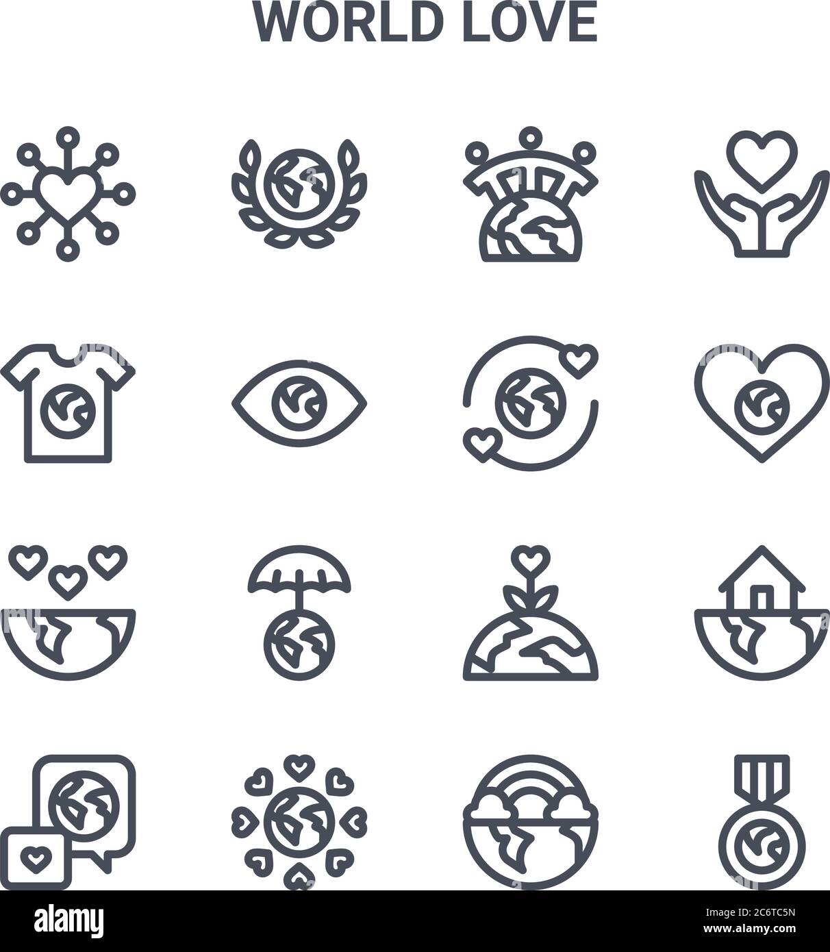 set of 16 world love concept vector line icons. 64x64 thin stroke icons ...