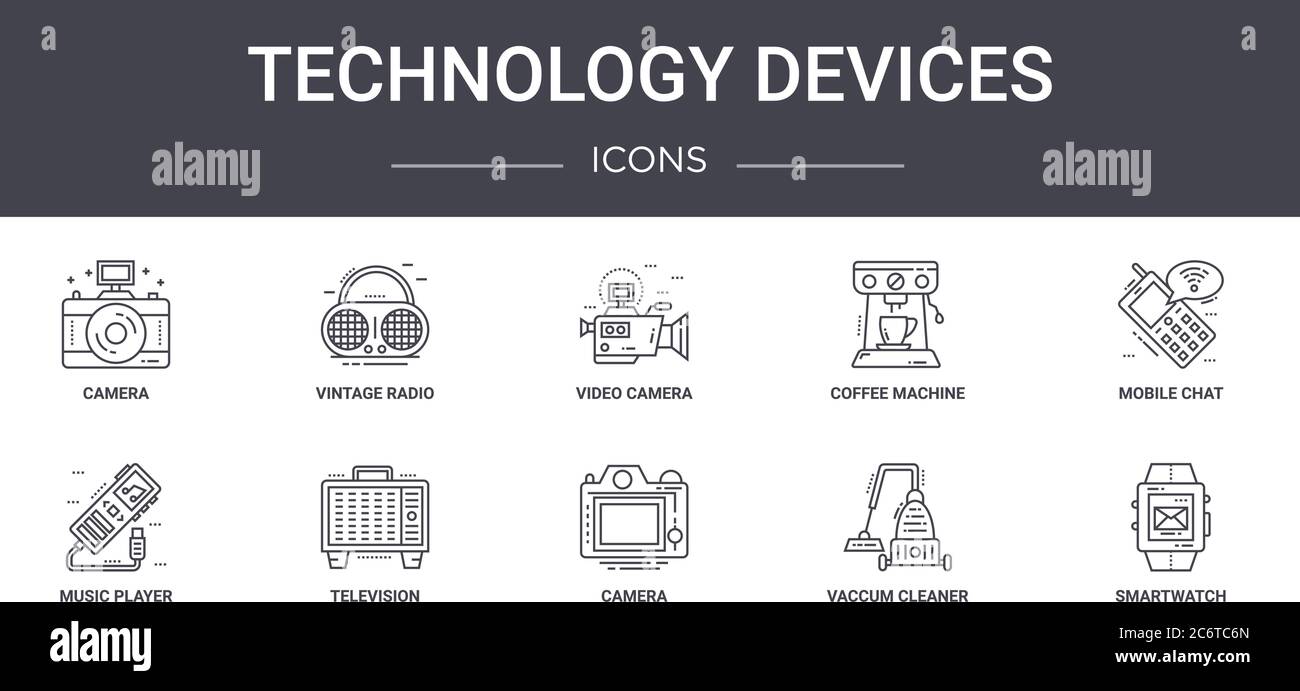 technology devices concept line icons set. contains icons usable for ...