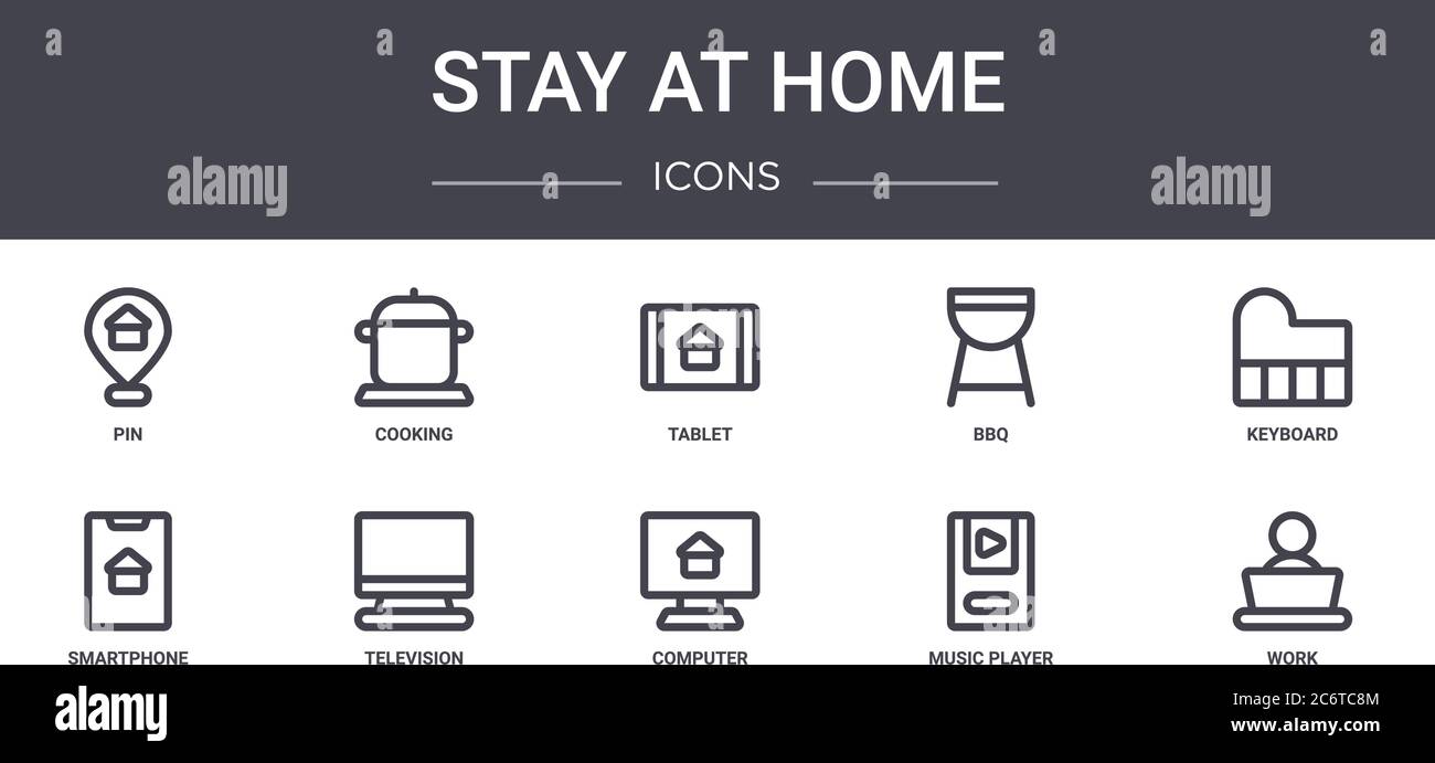 stay at home concept line icons set. contains icons usable for web ...