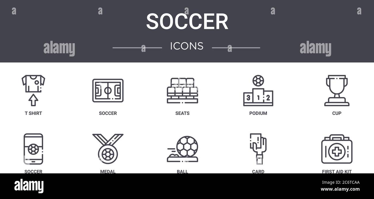 soccer concept line icons set. contains icons usable for web, logo, ui ...