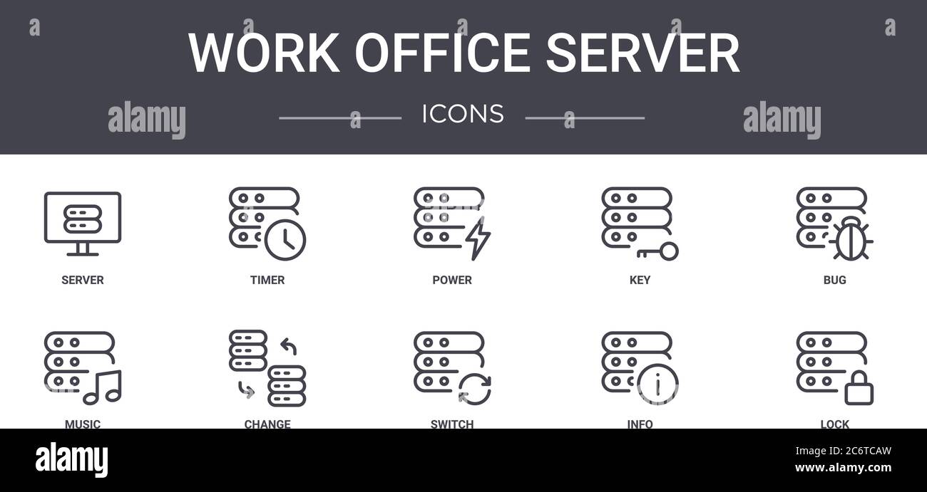 work office server concept line icons set. contains icons usable for ...