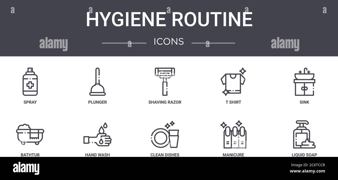 hygiene routine concept line icons set. contains icons usable for web ...