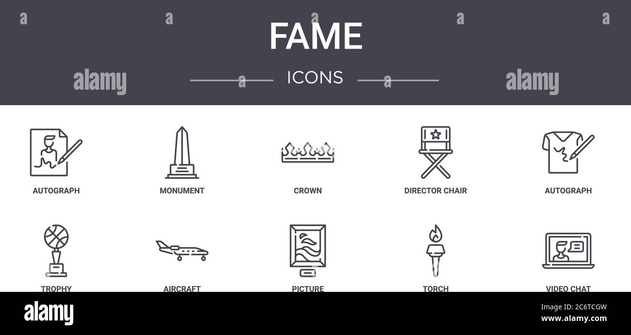 fame concept line icons set. contains icons usable for web, logo, ui/ux ...