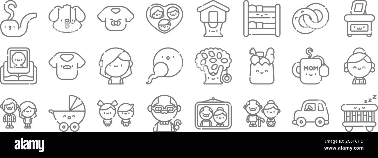 family line icons. linear set. quality vector line set such as cradle ...