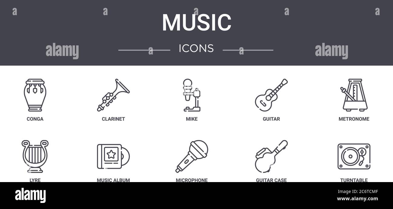 music concept line icons set. contains icons usable for web, logo, ui ...