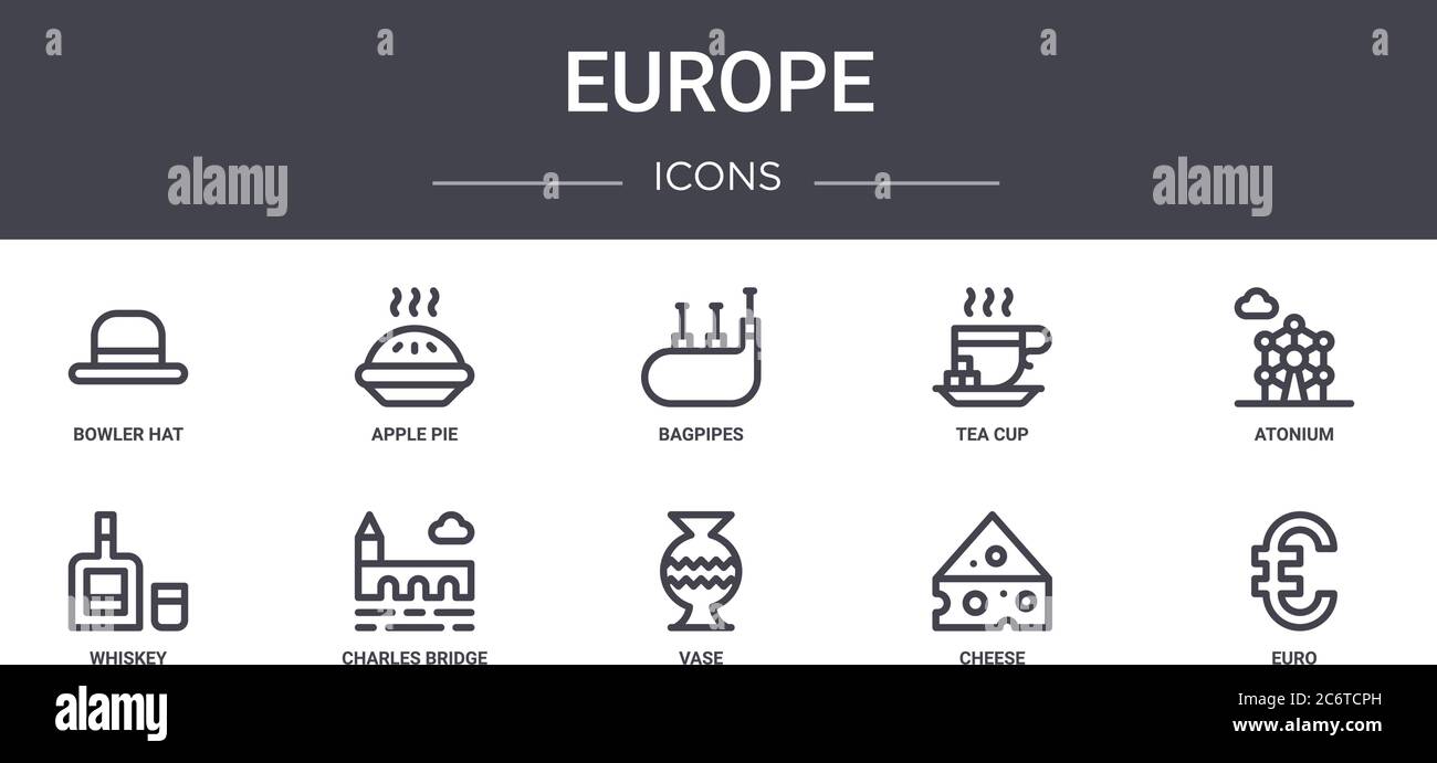 europe concept line icons set. contains icons usable for web, logo, ui ...