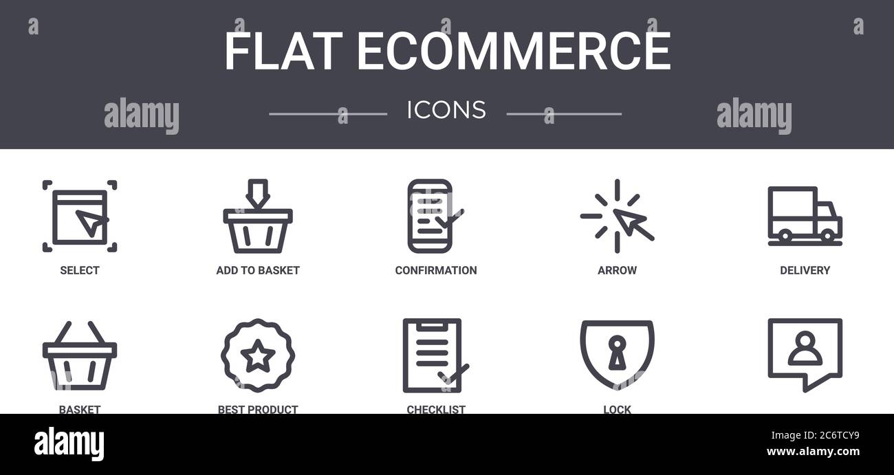 flat ecommerce concept line icons set. contains icons usable for web ...