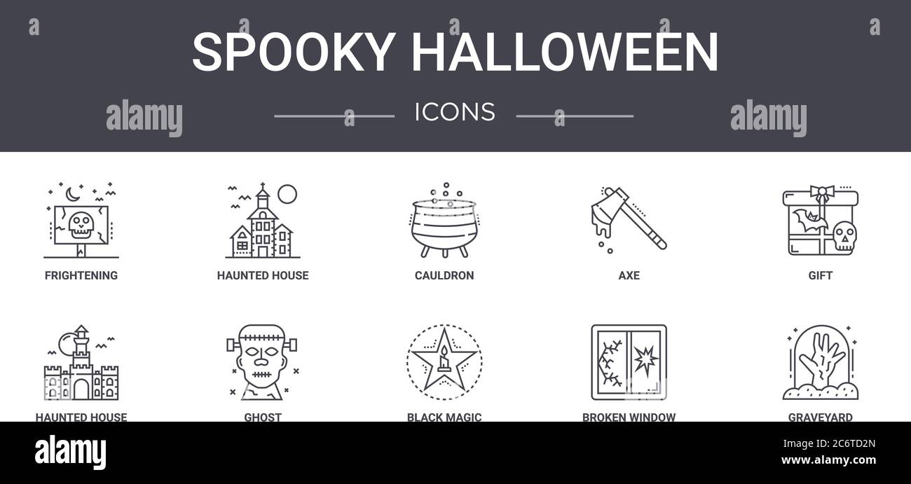spooky halloween concept line icons set. contains icons usable for web ...