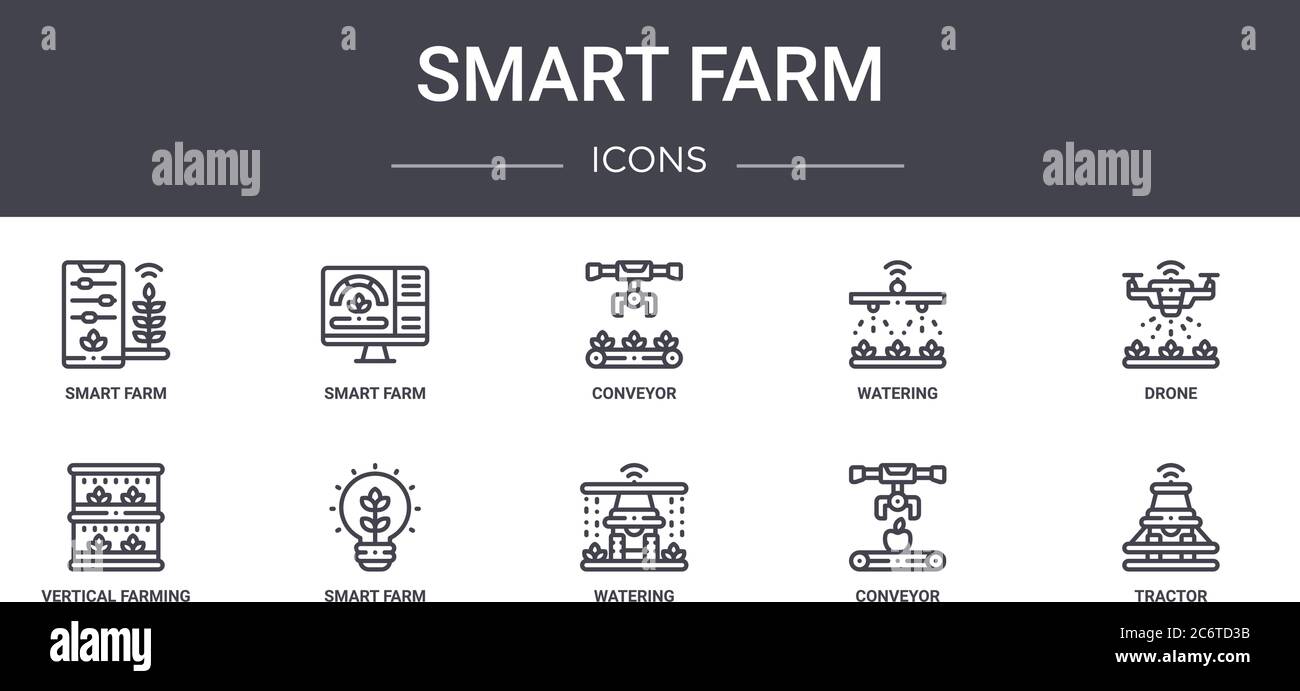 smart farm concept line icons set. contains icons usable for web, logo ...