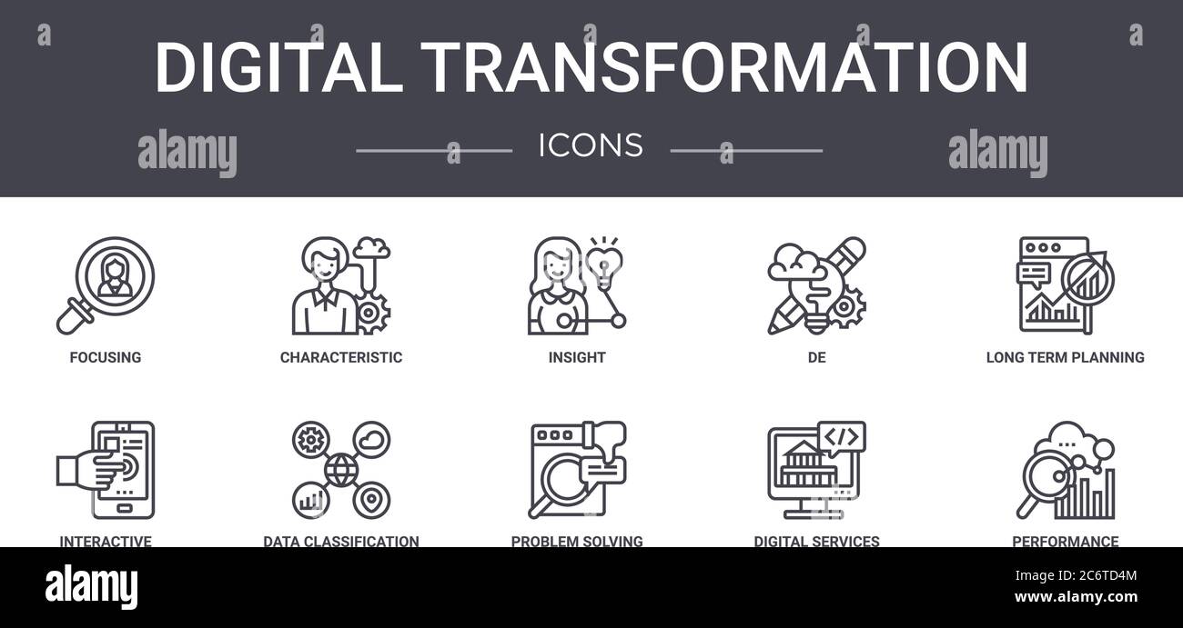 digital transformation concept line icons set. contains icons usable ...