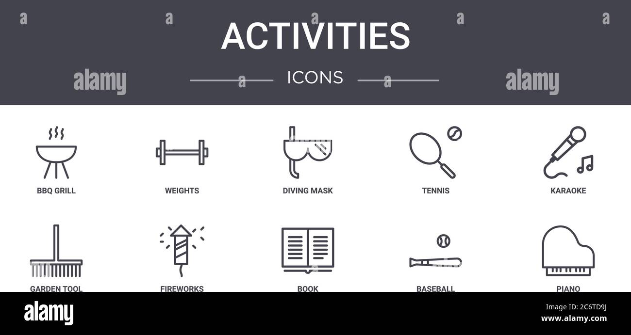activities concept line icons set. contains icons usable for web, logo ...