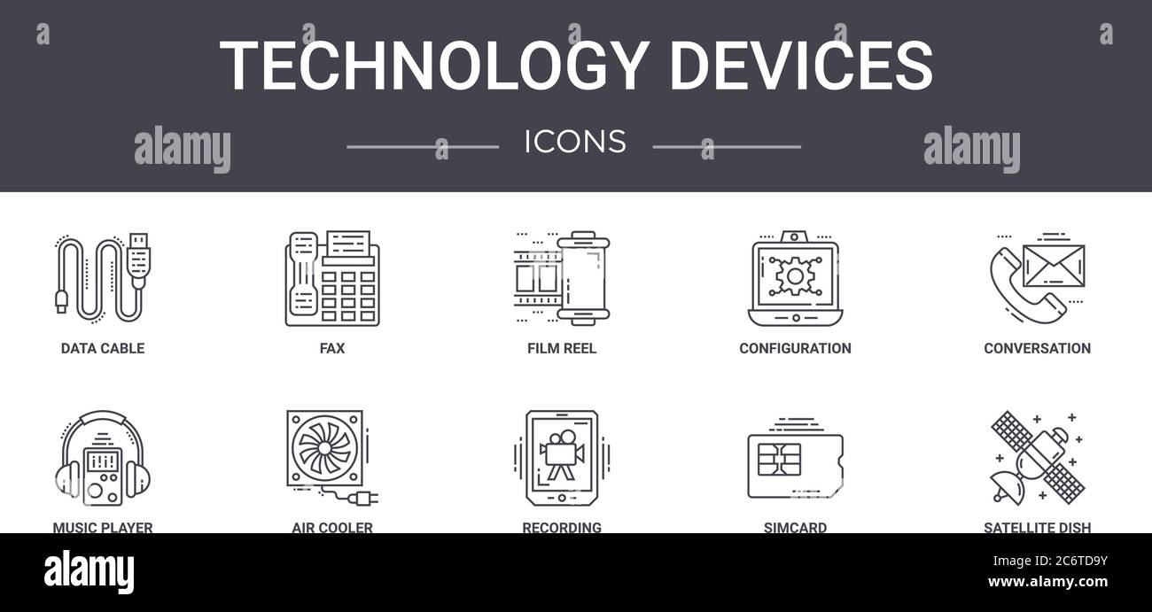 technology devices concept line icons set. contains icons usable for ...