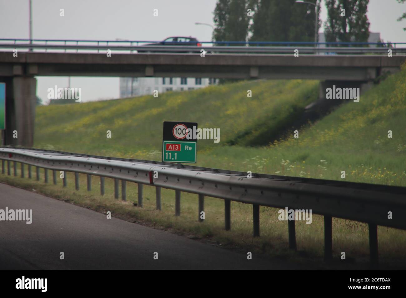 Speed sign for day and night hours in the Netherlands along Motorway ...