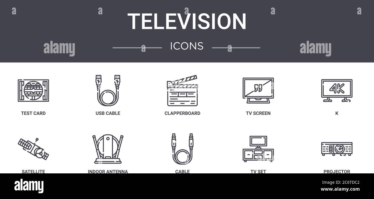 television concept line icons set. contains icons usable for web, logo ...