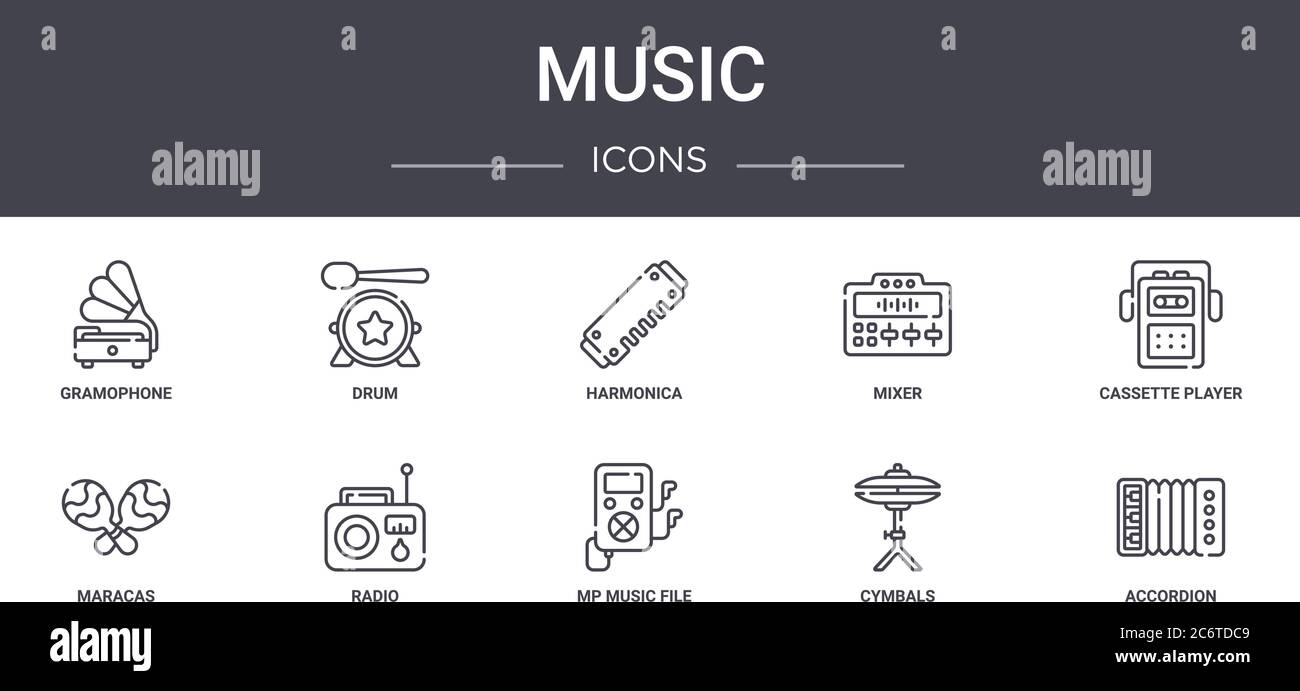 music concept line icons set. contains icons usable for web, logo, ui ...
