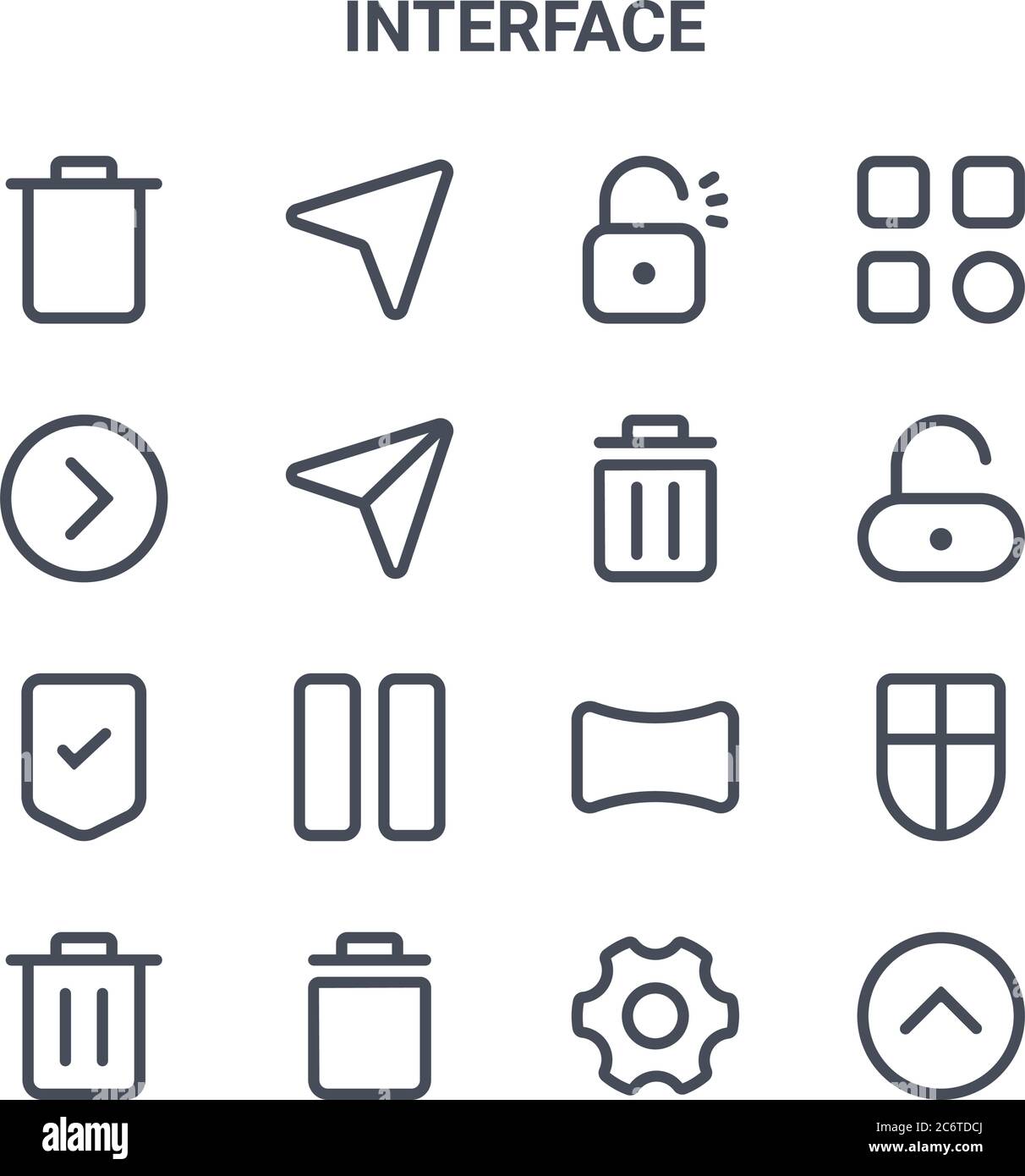 set of 16 interface concept vector line icons. 64x64 thin stroke icons ...