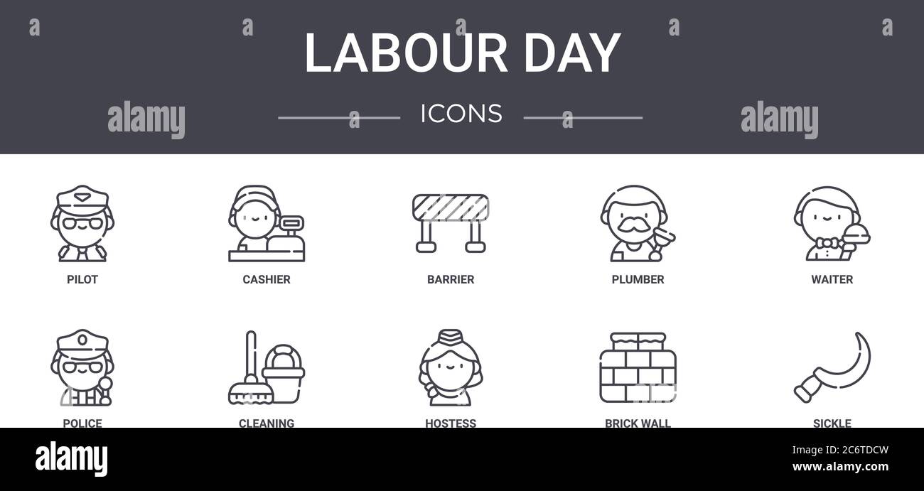 labour day concept line icons set. contains icons usable for web, logo ...
