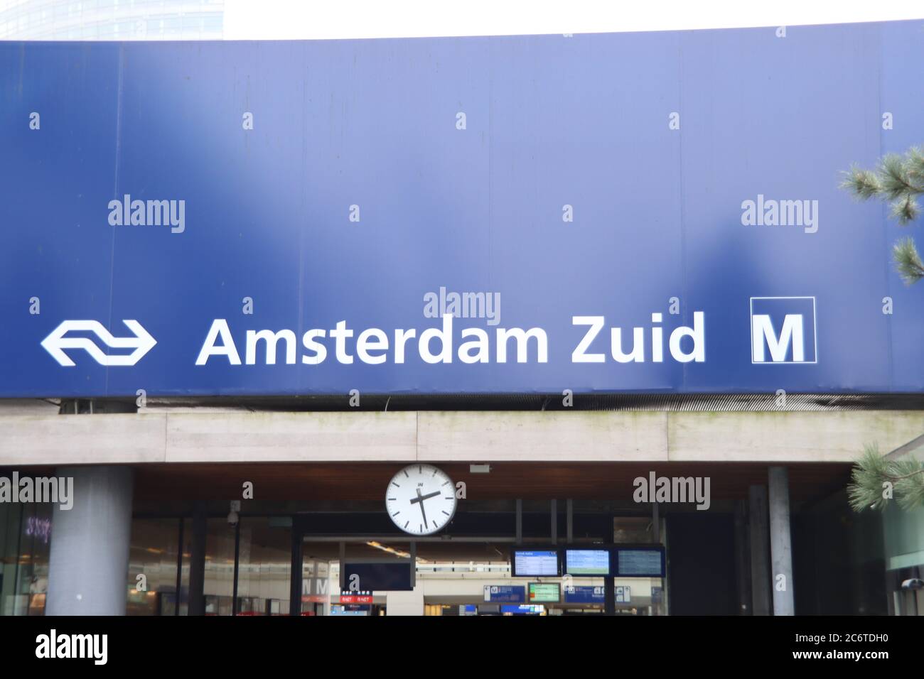 Signs for train and metro on the subway and railroad station Amsterdam ...
