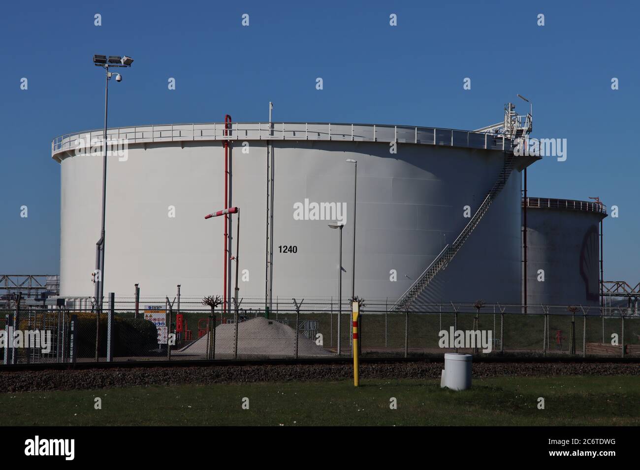 Oil and chemical tanks at the terminal of Koole in the Botlek Harbor of ...