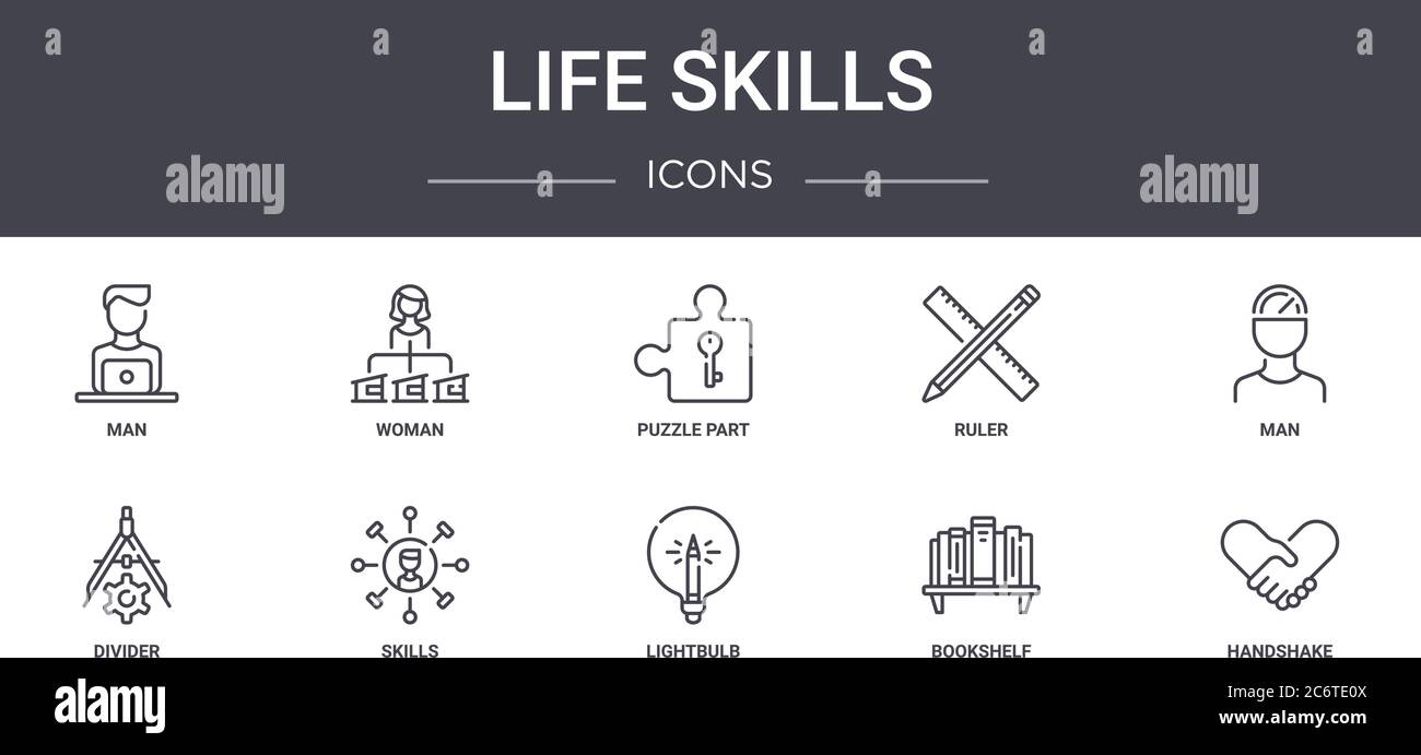 life skills concept line icons set. contains icons usable for web, logo ...