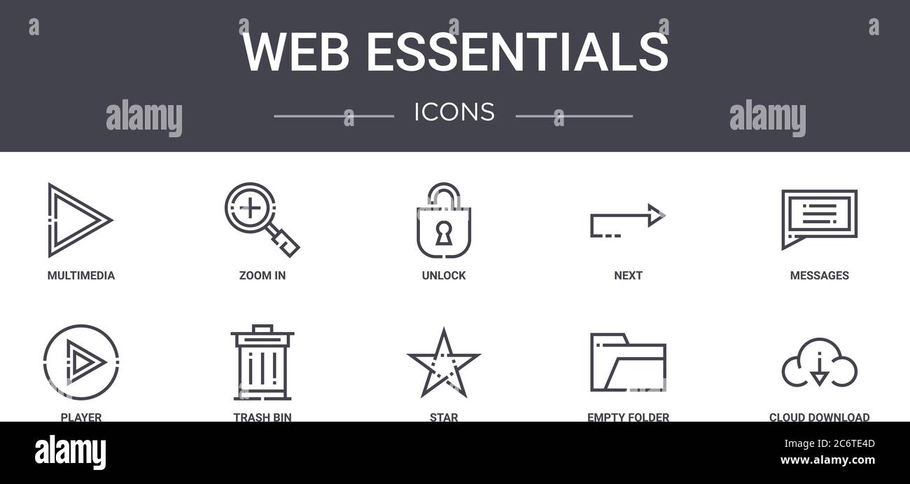 web essentials concept line icons set. contains icons usable for web ...