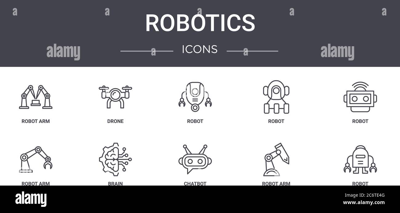 robotics concept line icons set. contains icons usable for web, logo ...