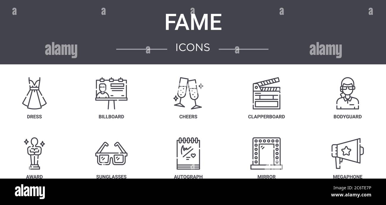 fame concept line icons set. contains icons usable for web, logo, ui/ux ...