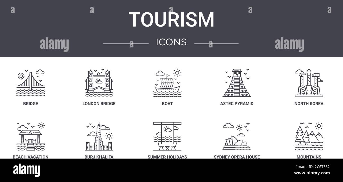 tourism concept line icons set. contains icons usable for web, logo, ui ...