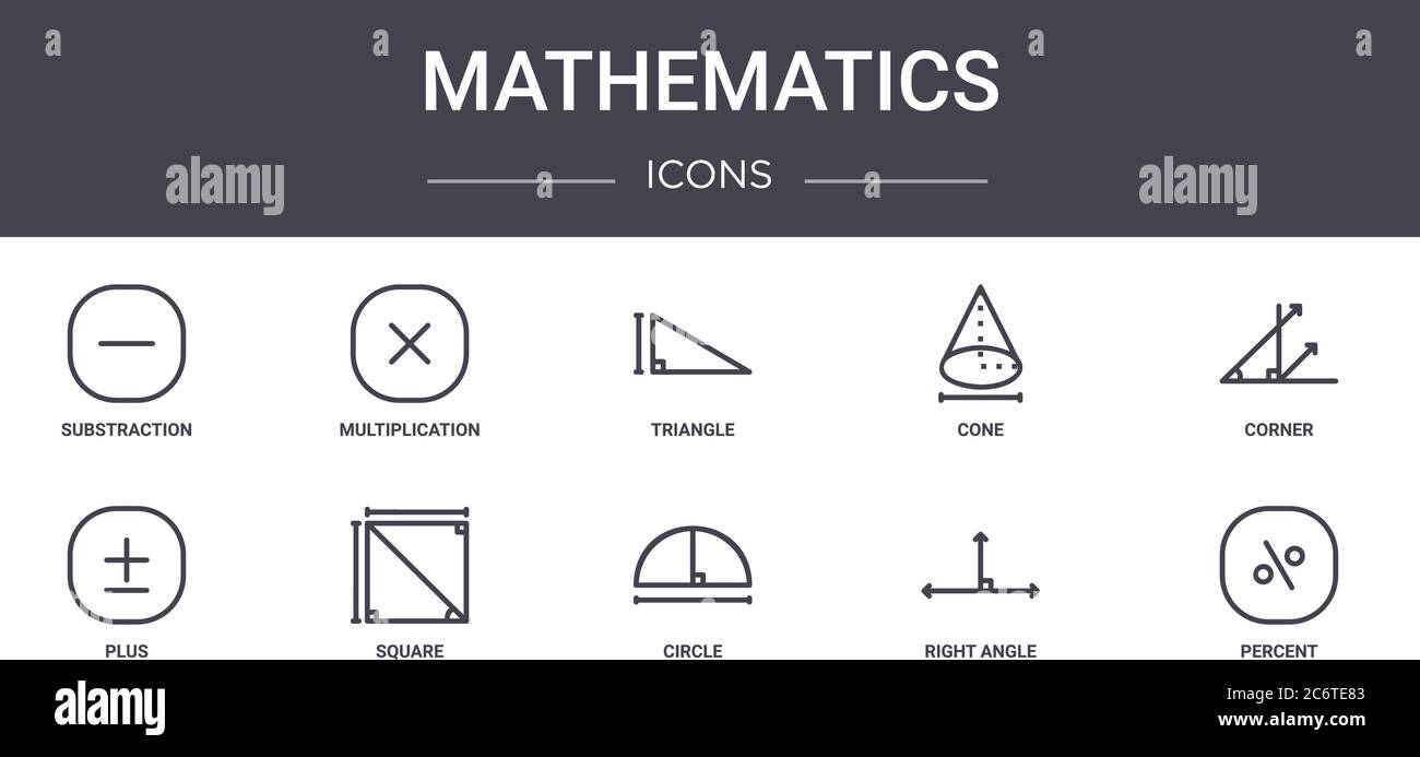 mathematics concept line icons set. contains icons usable for web, logo ...
