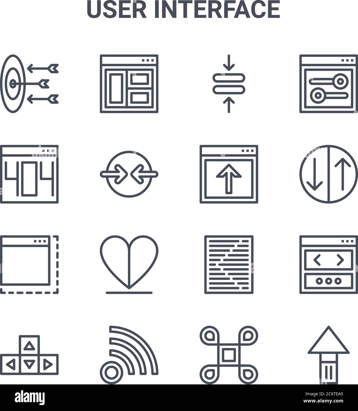 set of 16 user interface concept vector line icons. 64x64 thin stroke ...